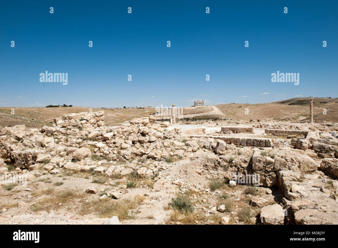 Herod Castle ruins, Machaerus, fortified hilltop palace in Jordan Stock ...