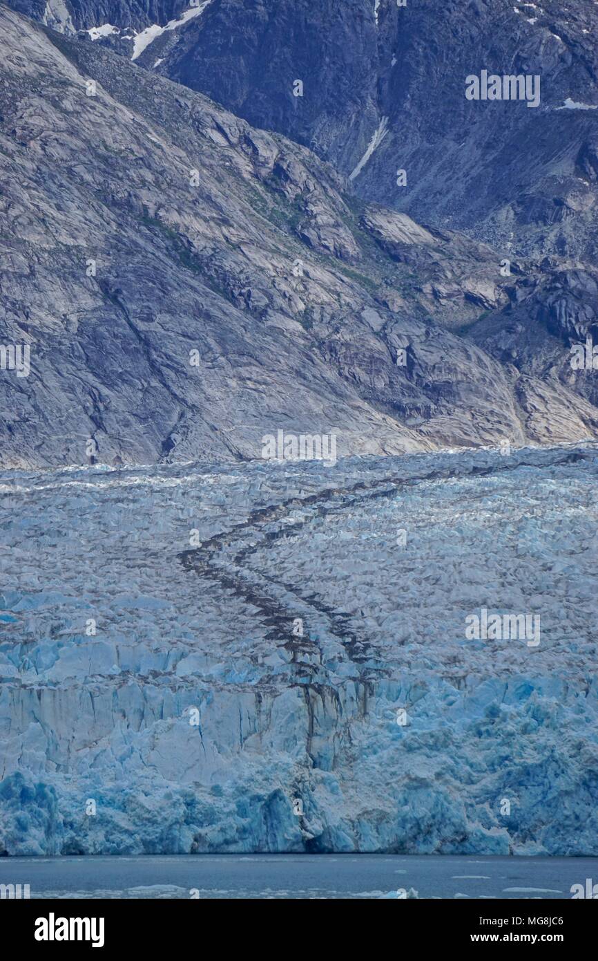 Endicott Arm, Alaska, USA: The Dawes Glacier flows into the bright ...
