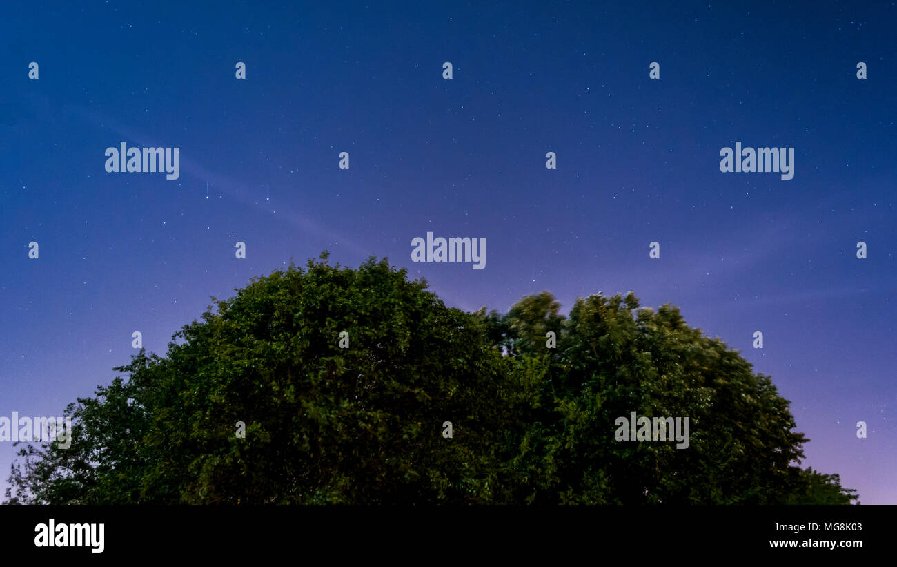 Starry night landscape, night background at Ullo , Hungary Stock Photo ...