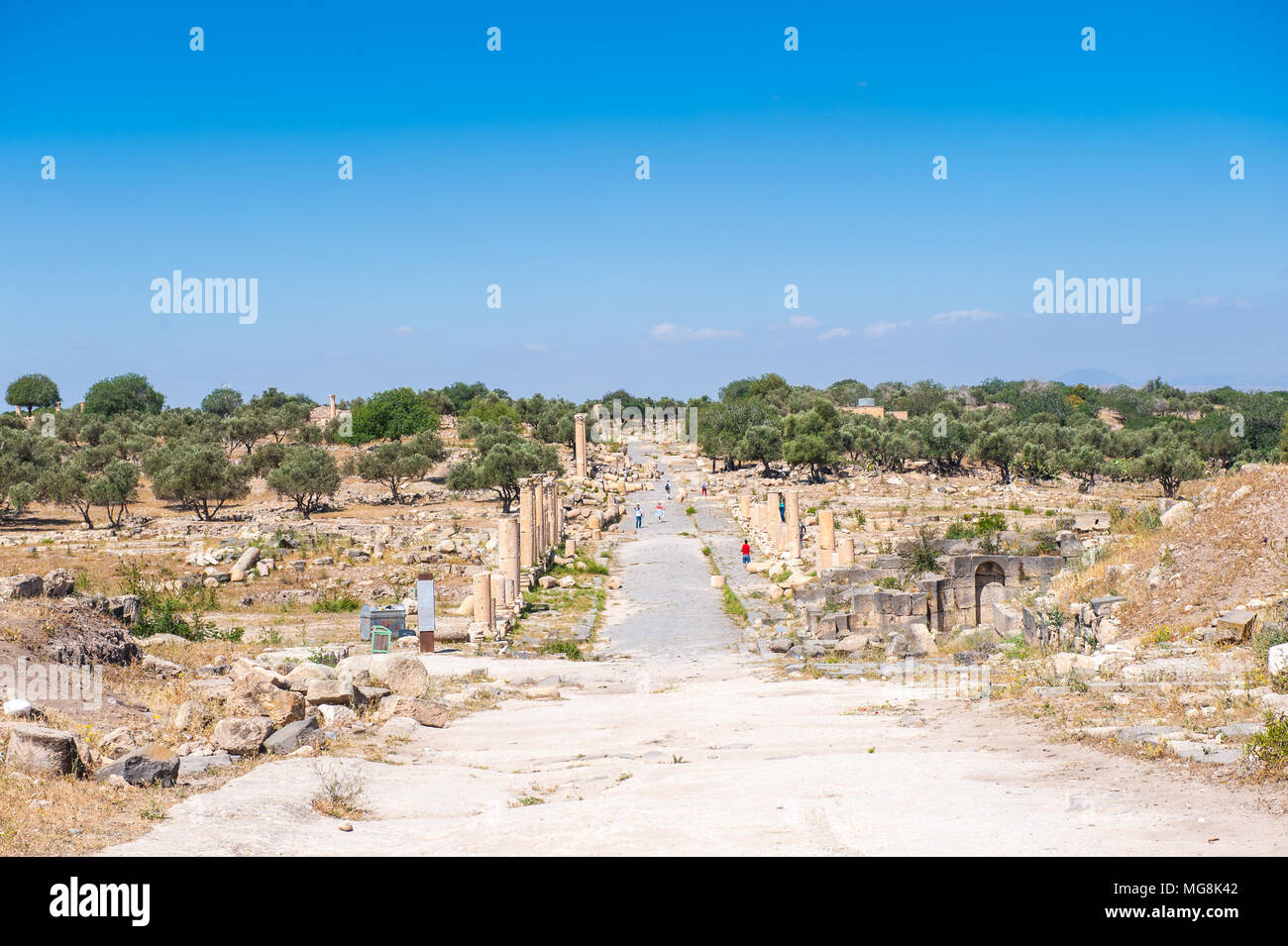 Roman colums of the ancient city of Gadara, modern Jordan Stock Photo ...