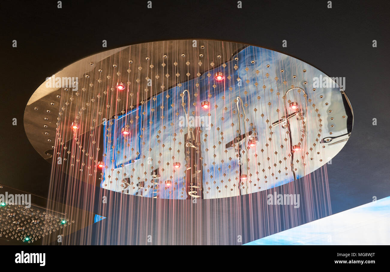 Large modern rain shower with led electric lights Stock Photo - Alamy