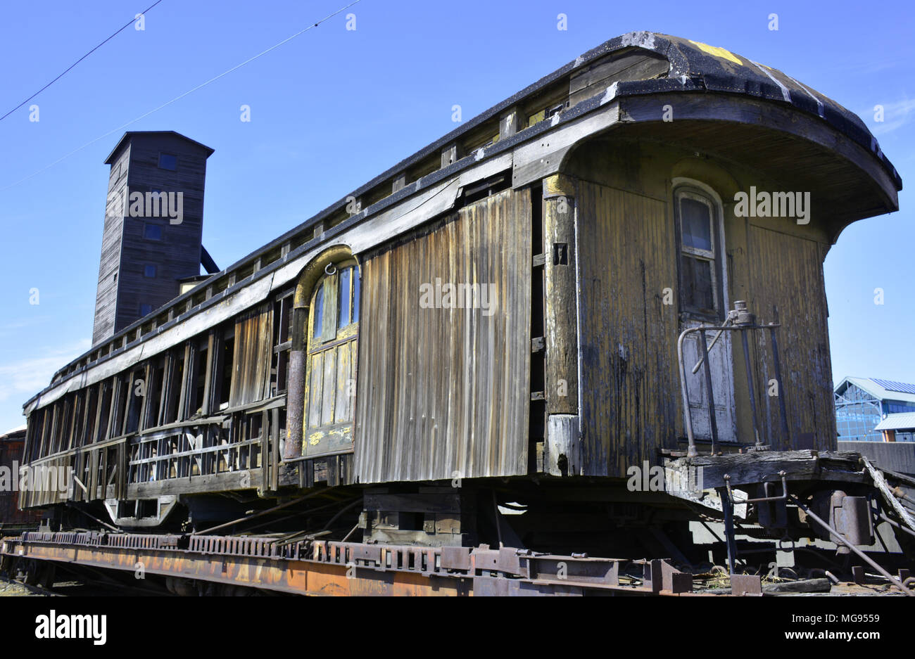An old wooden train car located at Steamtown National Historic Site ...