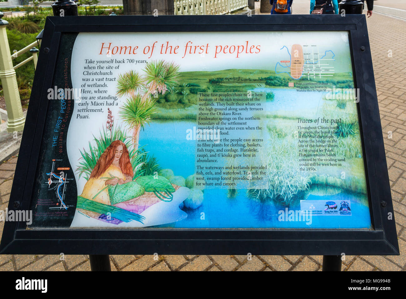 Maori interpretive sign, Christchurch, Canterbury, South Island, New ...