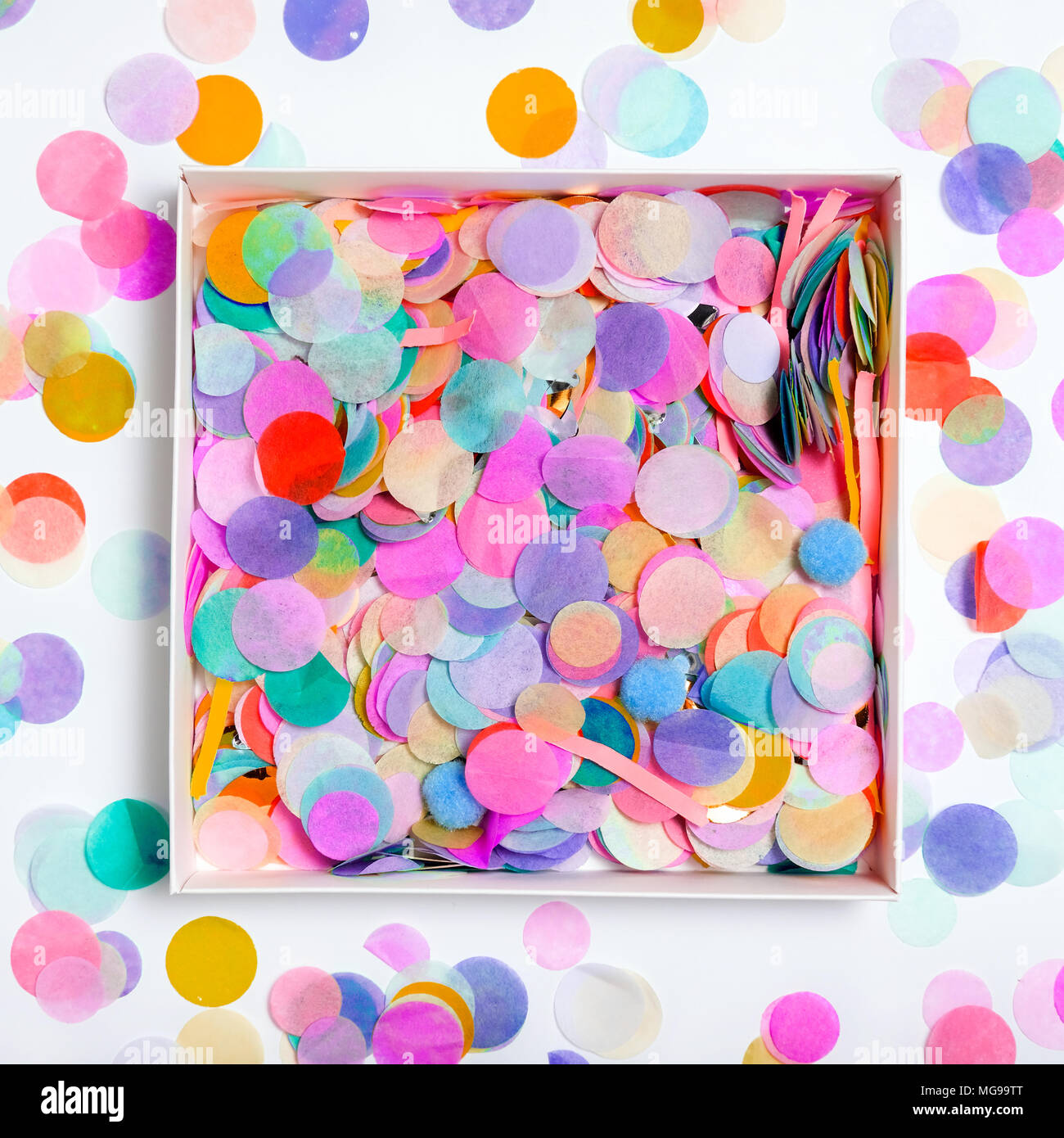 Open box bright confetti hi-res stock photography and images - Alamy