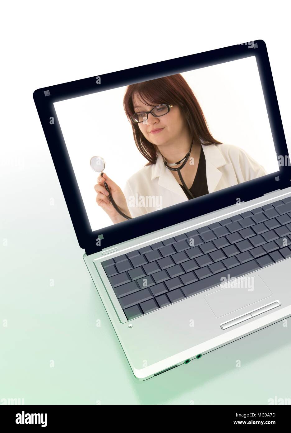 Female doctor stethoscope laptop hi-res stock photography and images ...