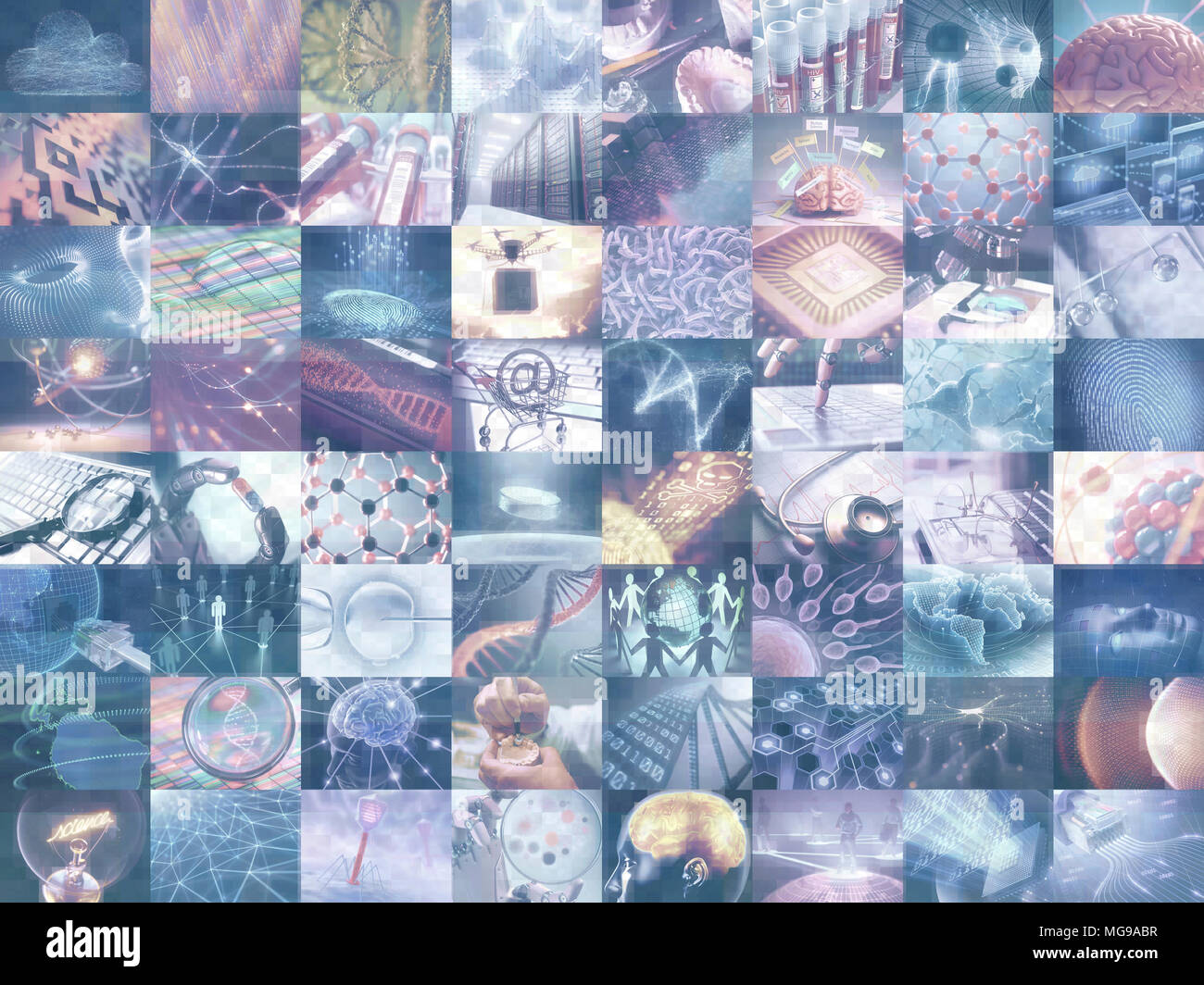 Montage of science and technology images, illustration Stock Photo - Alamy