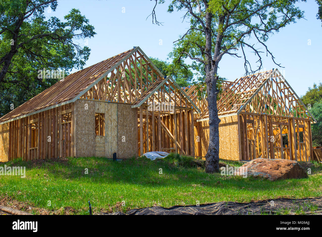 Framing Stage Of New Home Construction Stock Photo - Alamy