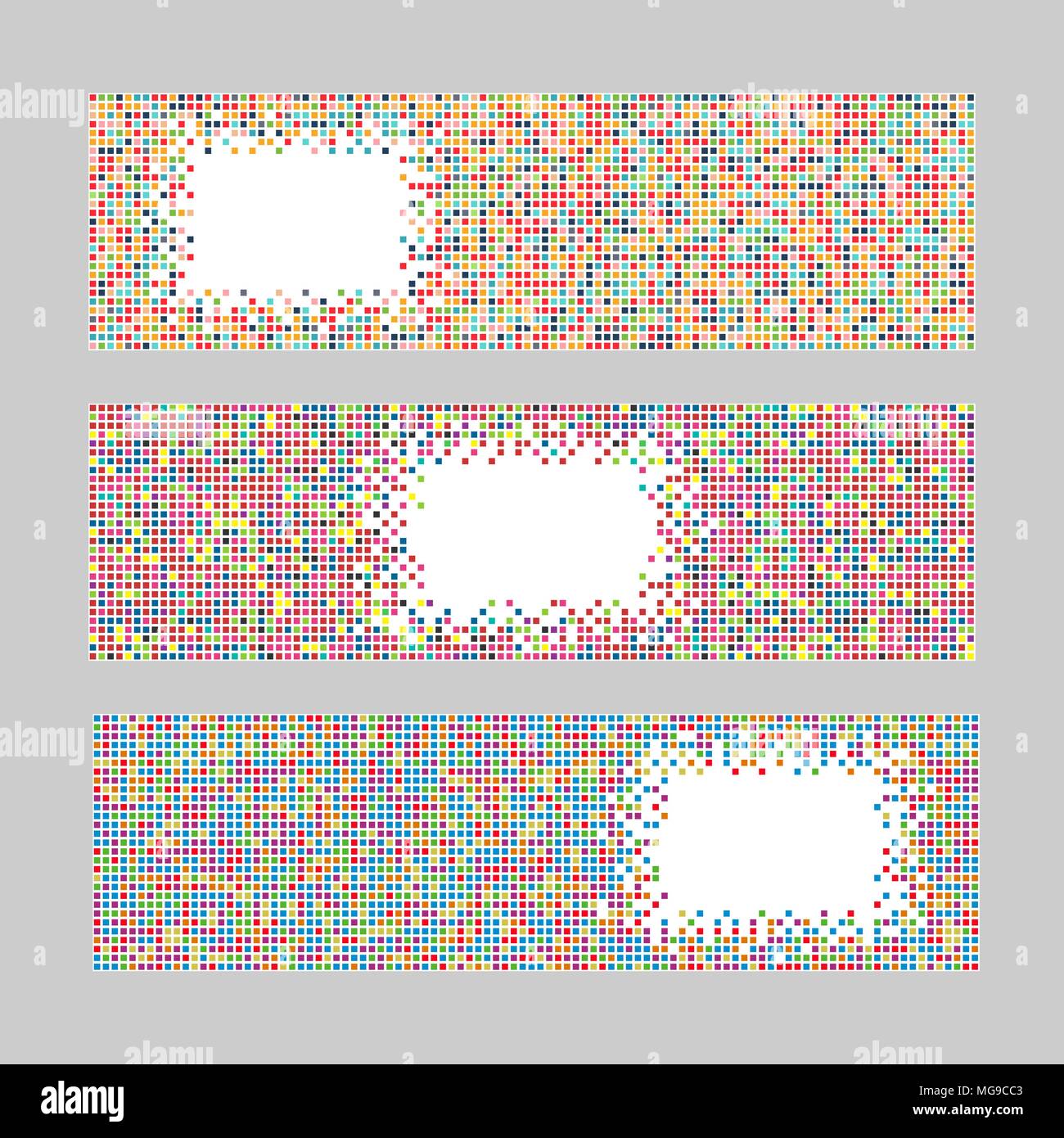 Set of Horizontal Pixel Banners. Abstract Geometric template with copy ...