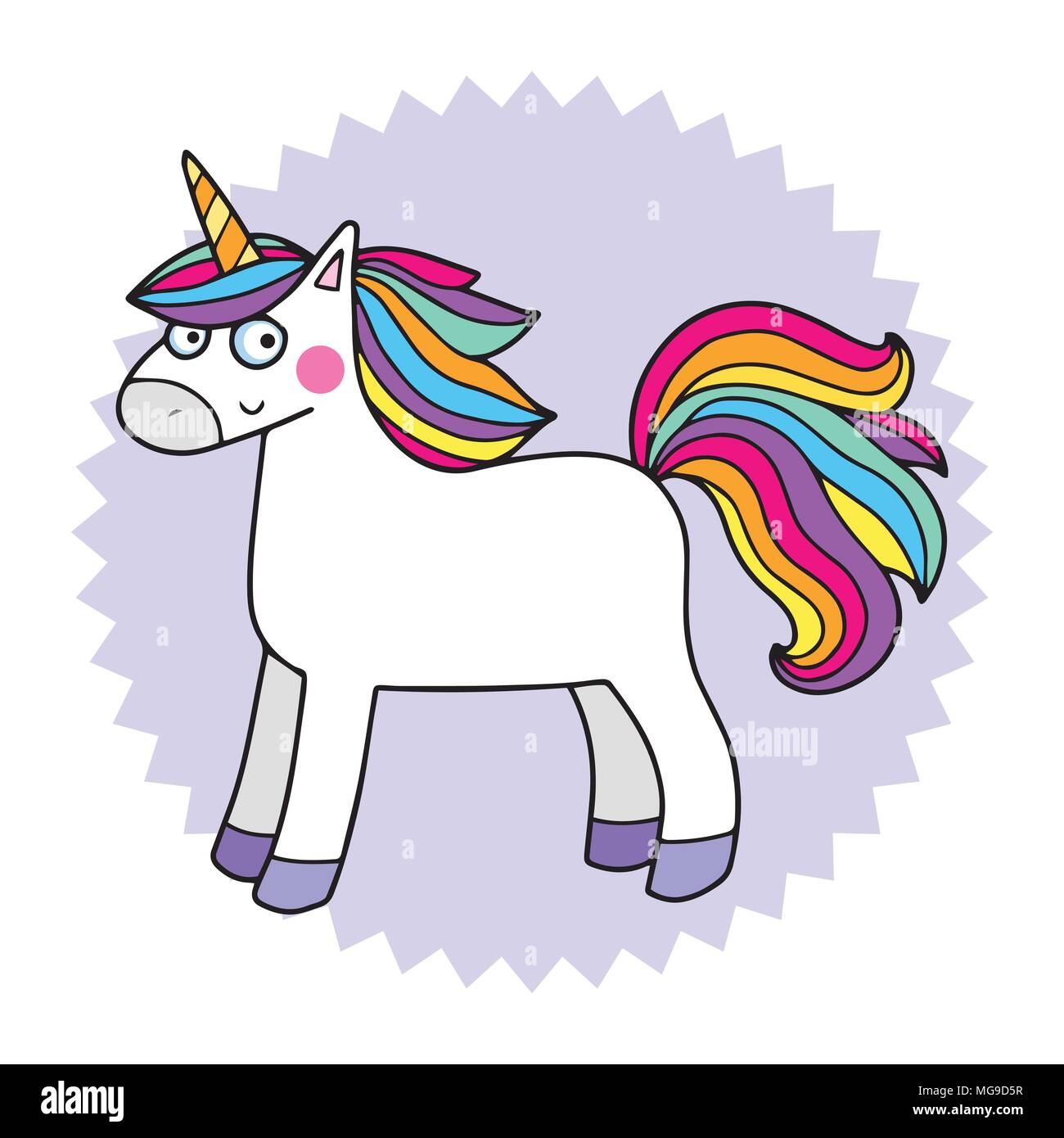 Lovely vector illustration of the funny unicorn. Cute magic animal ...