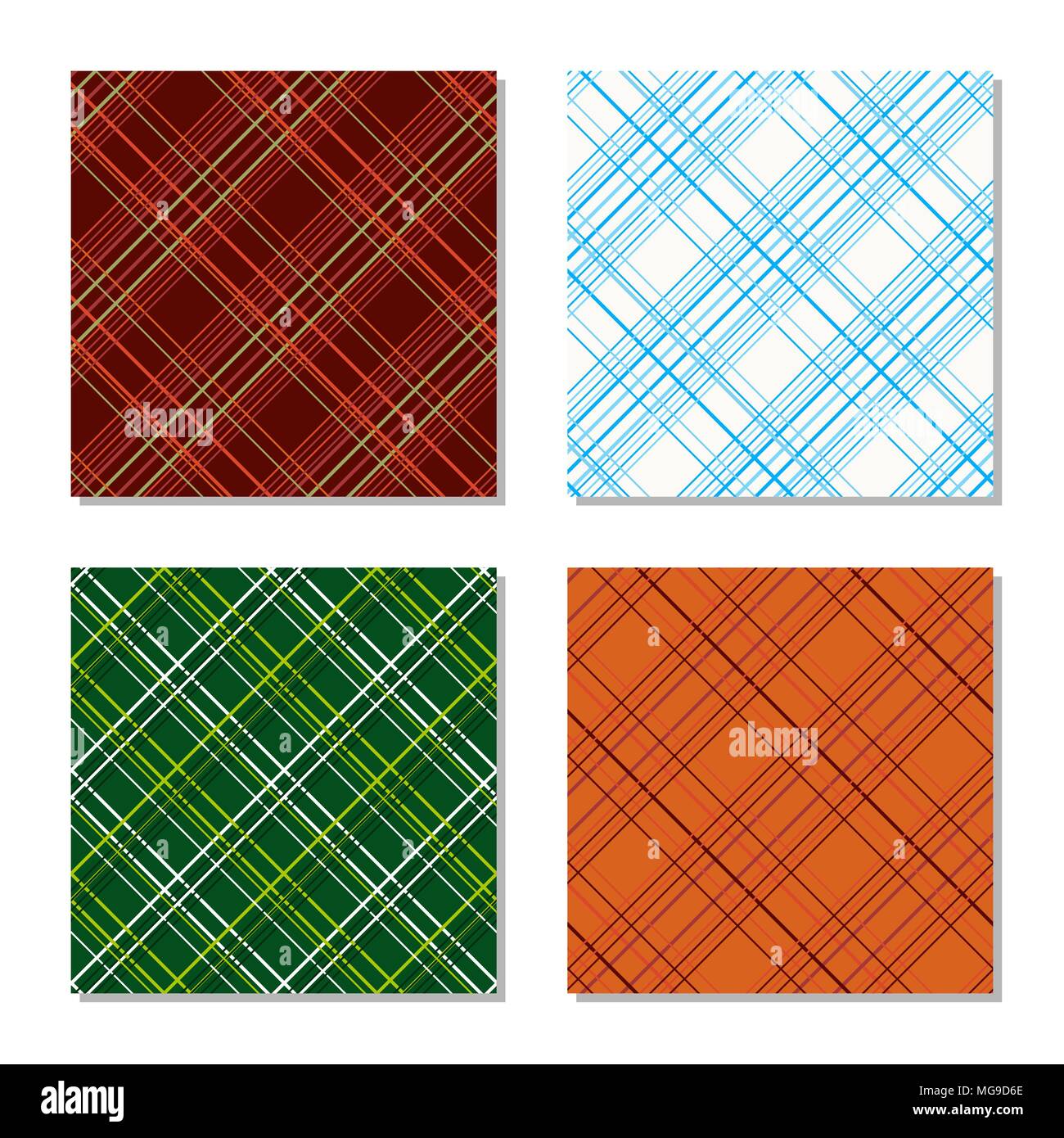 Plaid fabric texture set. Four checkered patterns. Diagonal texture ...
