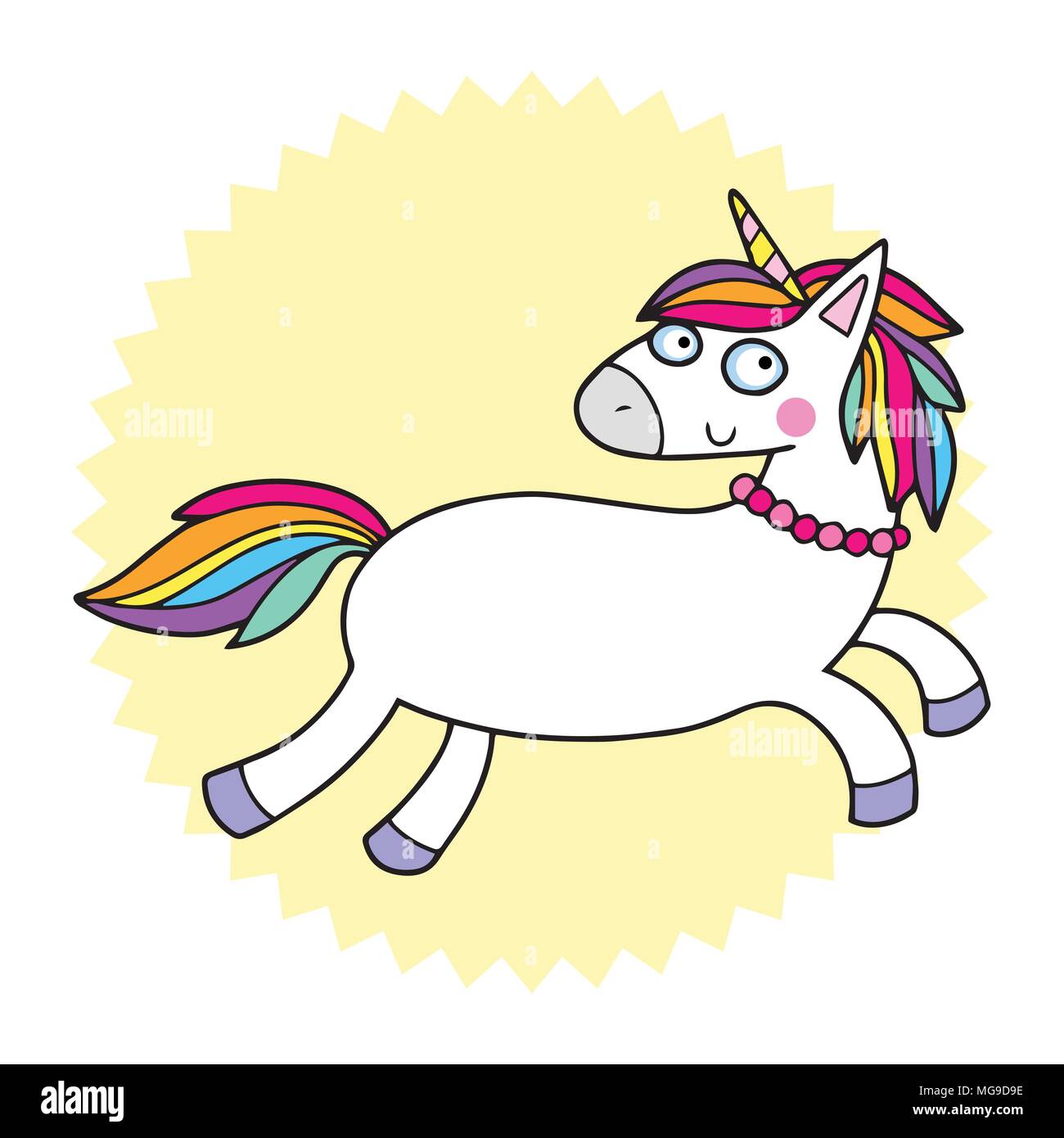 Lovely vector illustration of the funny unicorn. Cute magic animal ...