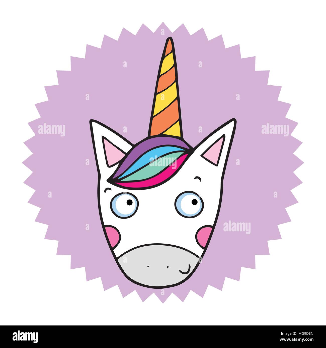Lovely vector illustration of the funny unicorn. Cute magic animal ...