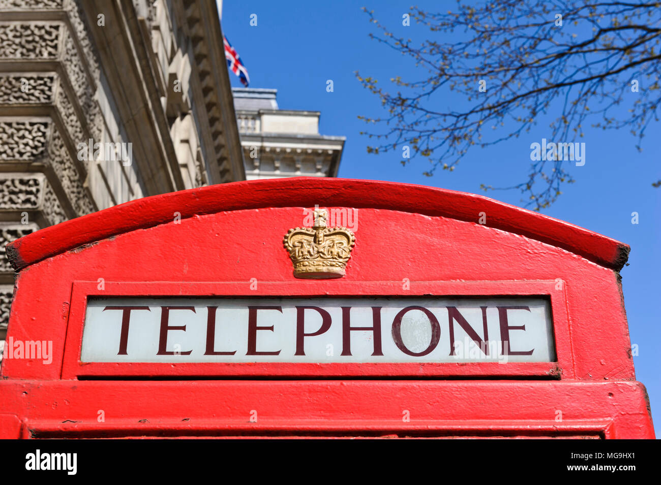 A red British Telephone Box, London, United Kingdom Stock Photo - Alamy