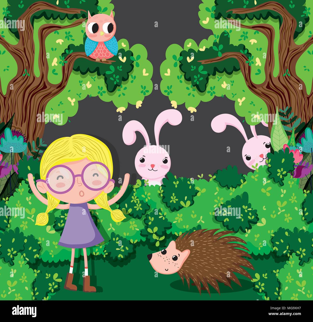 Beautiful girl at forest Stock Vector Image & Art - Alamy