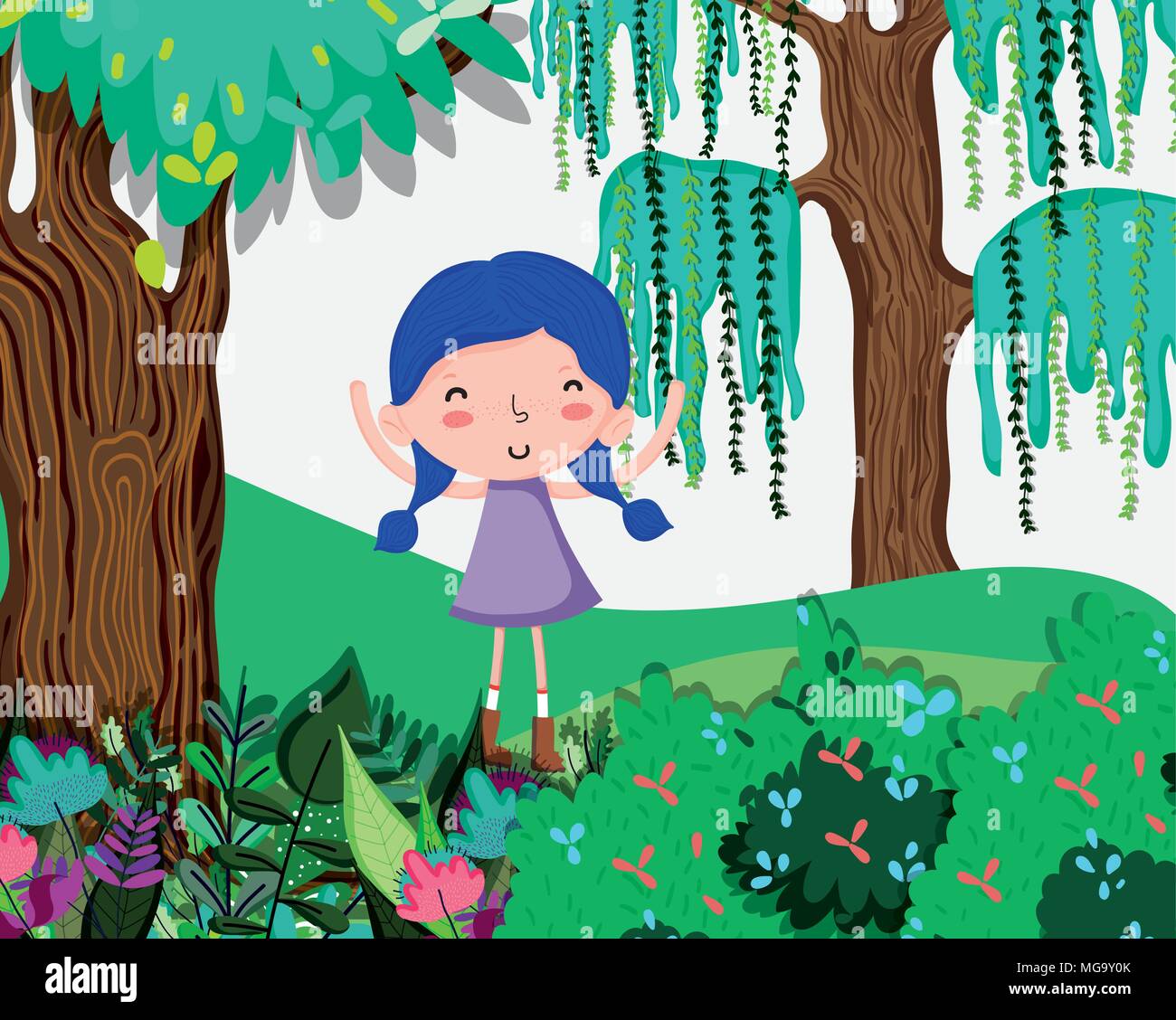 Beautiful girl at forest Stock Vector Image & Art - Alamy
