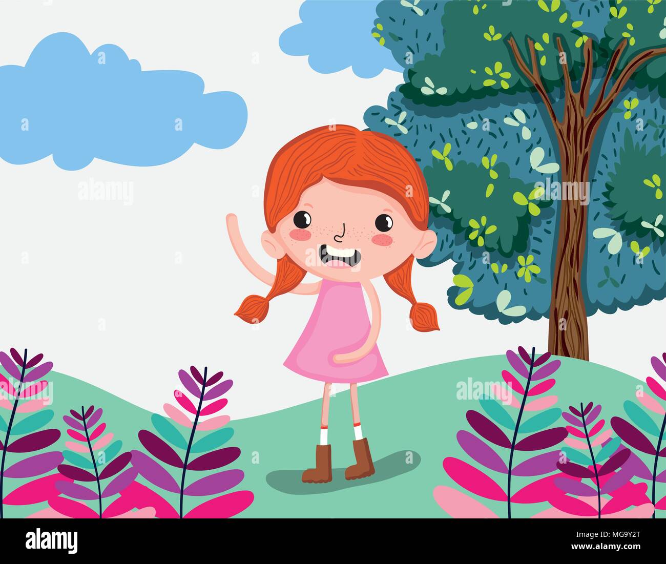 Beautiful girl at forest Stock Vector Image & Art - Alamy