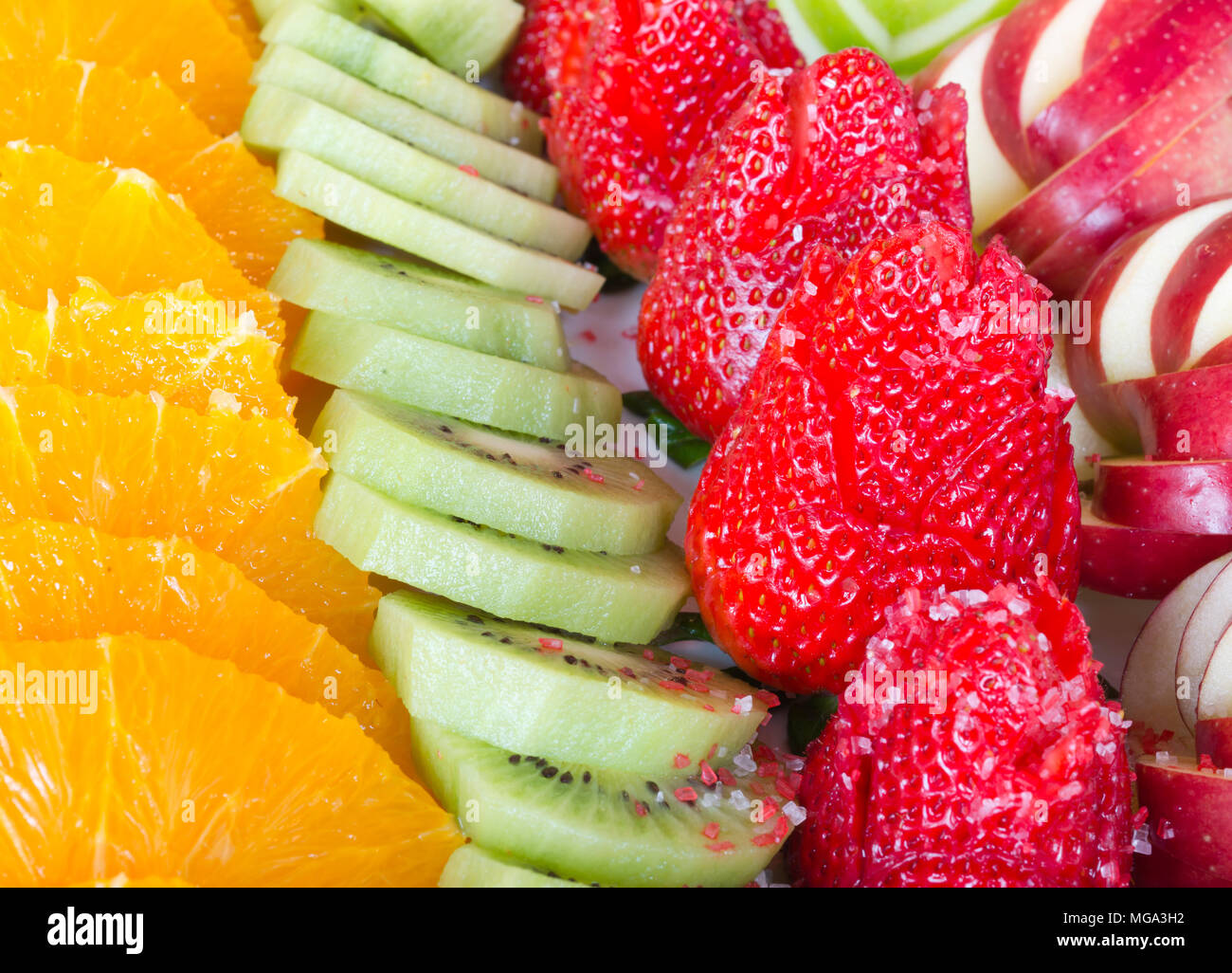 Neatly laid out delicious delicacies low-calorie desserts of fresh ...