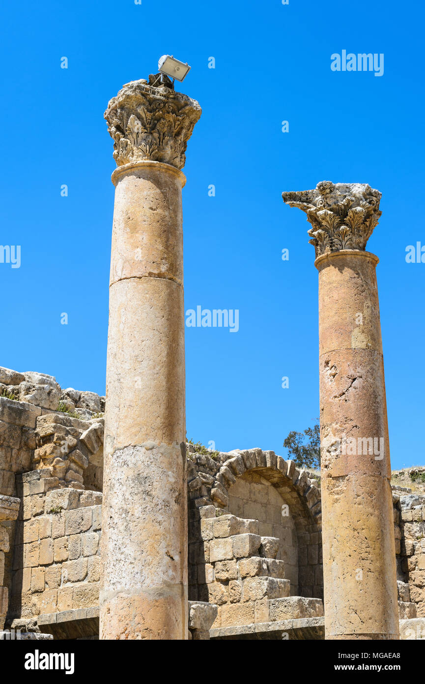 Ruins of the ancient Roman city of Gerasa, modern Jerash, Jordan Stock ...