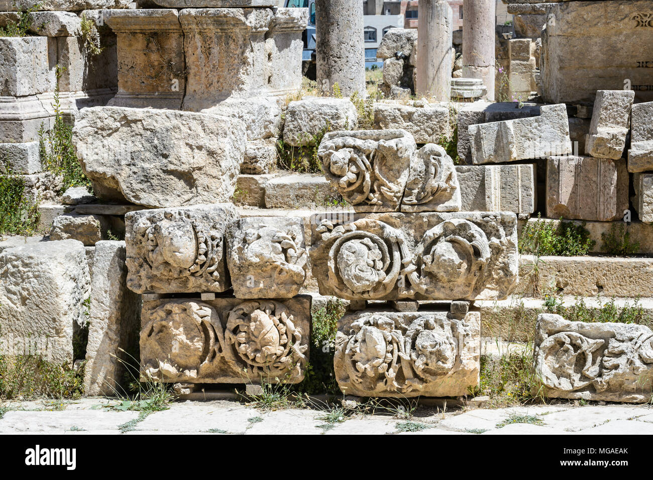 Ruins of the ancient Roman city of Gerasa, modern Jerash, Jordan Stock ...
