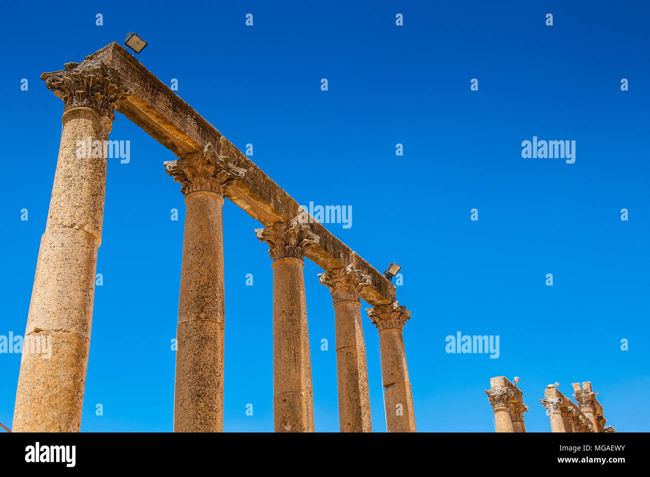 Columns of the cardo maximus, Ancient Roman city of Gerasa, modern ...