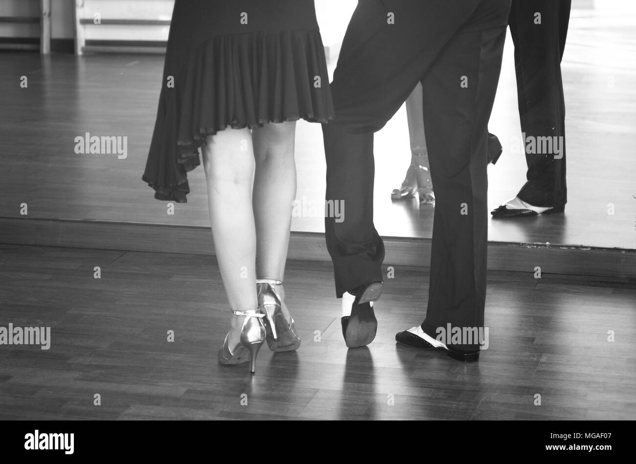 Attractive male and female dancing tango Black and White Stock Photos & Images - Alamy