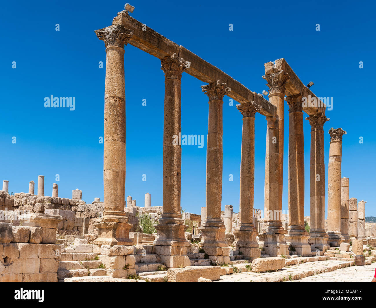 Columns of the cardo maximus, Ancient Roman city of Gerasa, modern ...