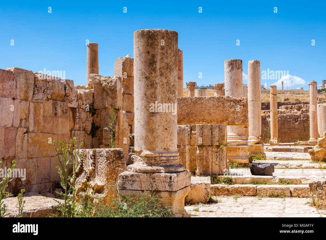 Columns of the cardo maximus, Ancient Roman city of Gerasa, modern ...