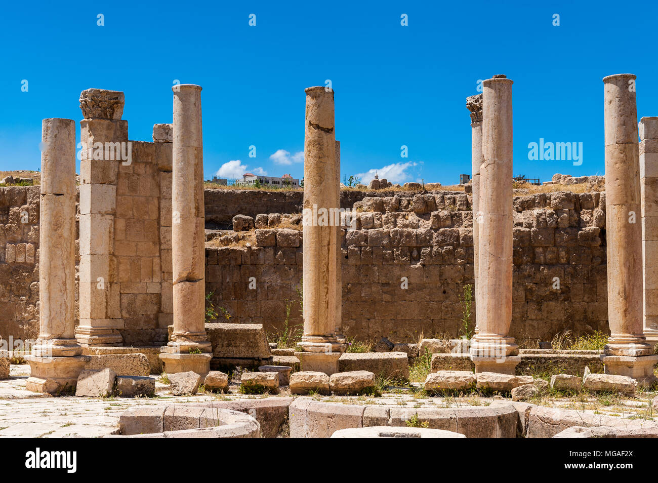 Columns of the cardo maximus, Ancient Roman city of Gerasa, modern ...
