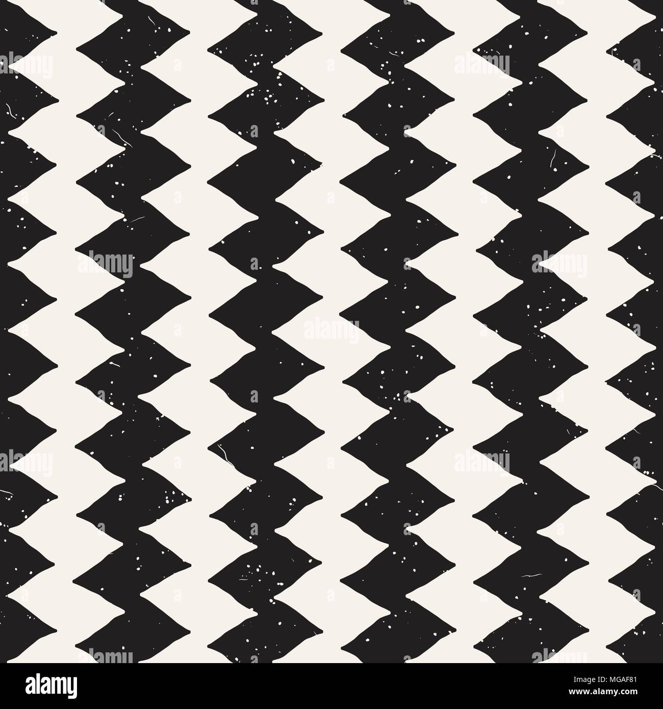 Hand drawn style abstract seamless pattern in black and white. Retro ...