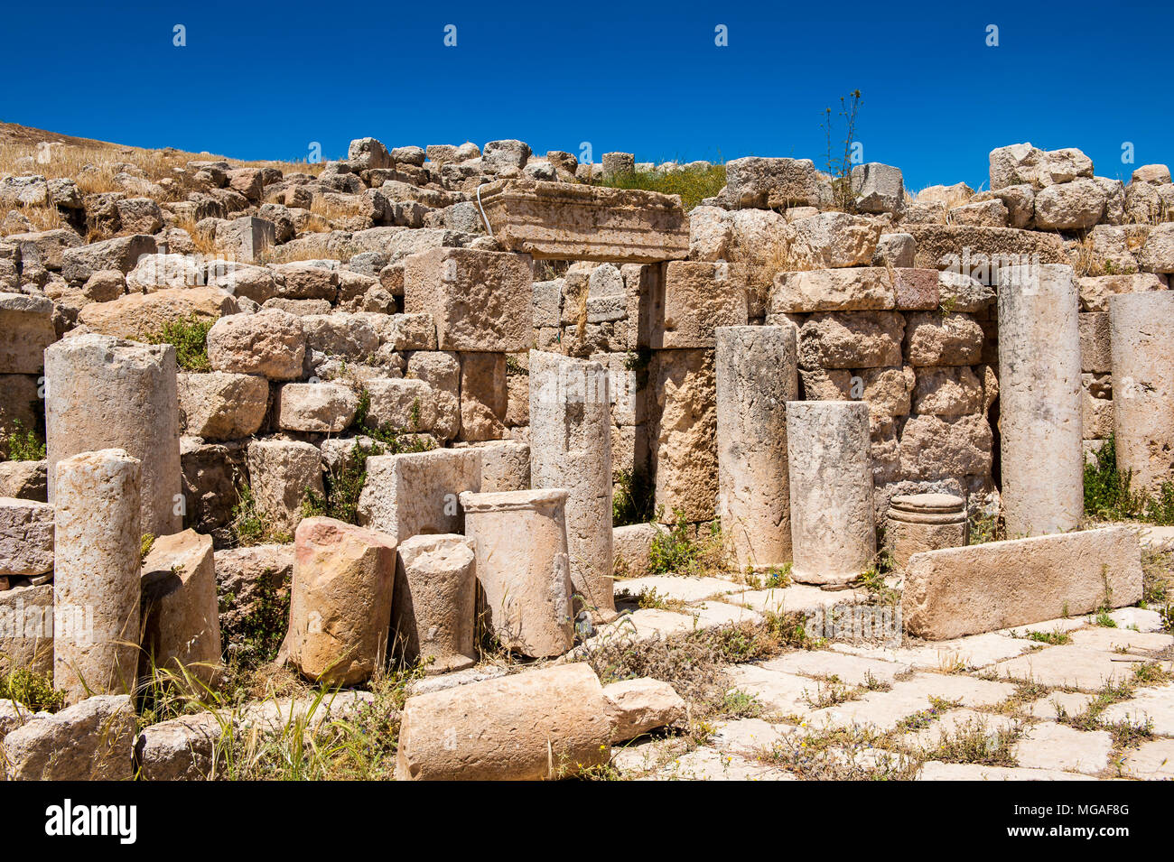 Columns of the cardo maximus, Ancient Roman city of Gerasa, modern ...