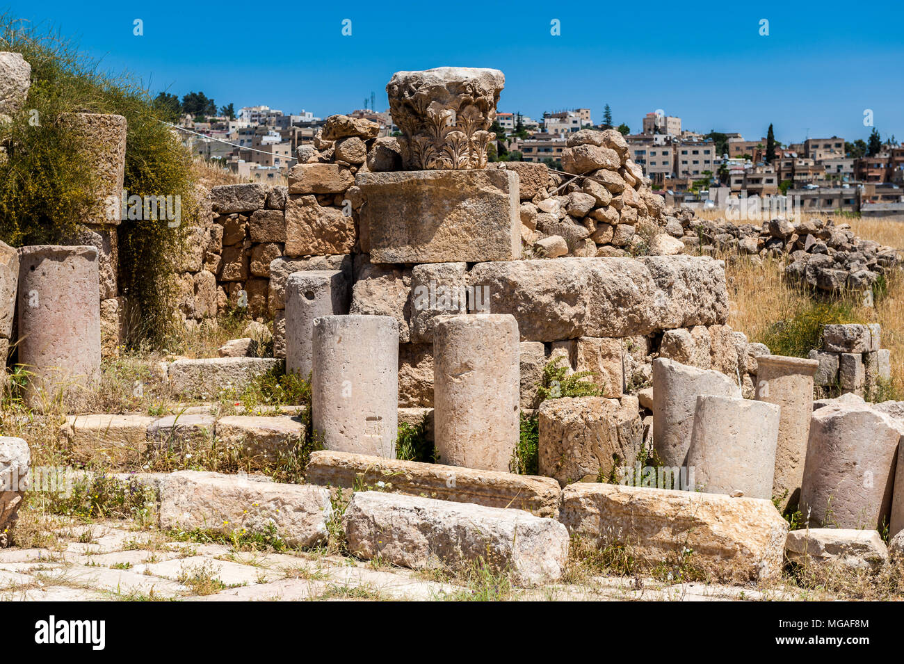 Columns of the cardo maximus, Ancient Roman city of Gerasa, modern ...