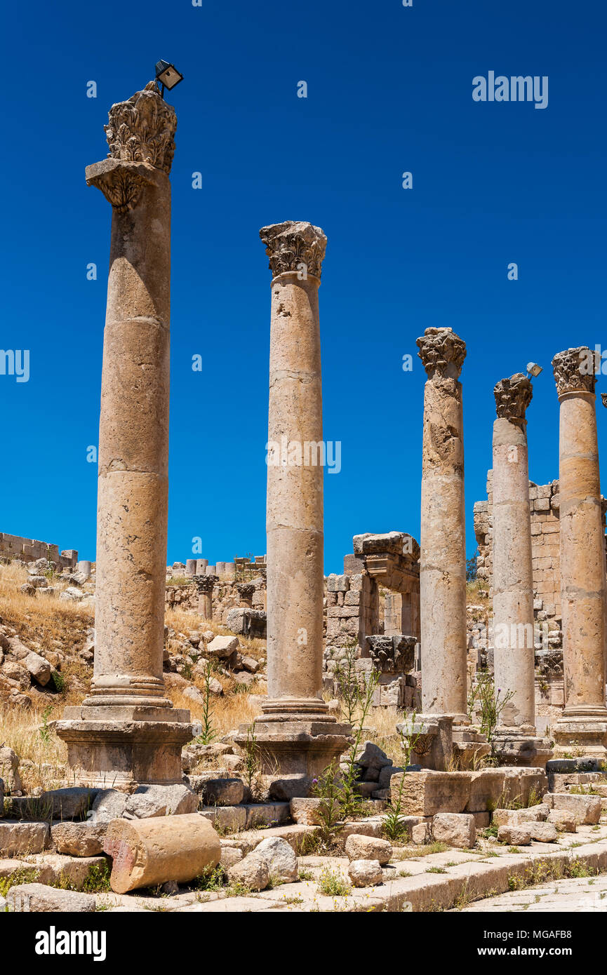Columns of the cardo maximus, Ancient Roman city of Gerasa of Antiquity ...