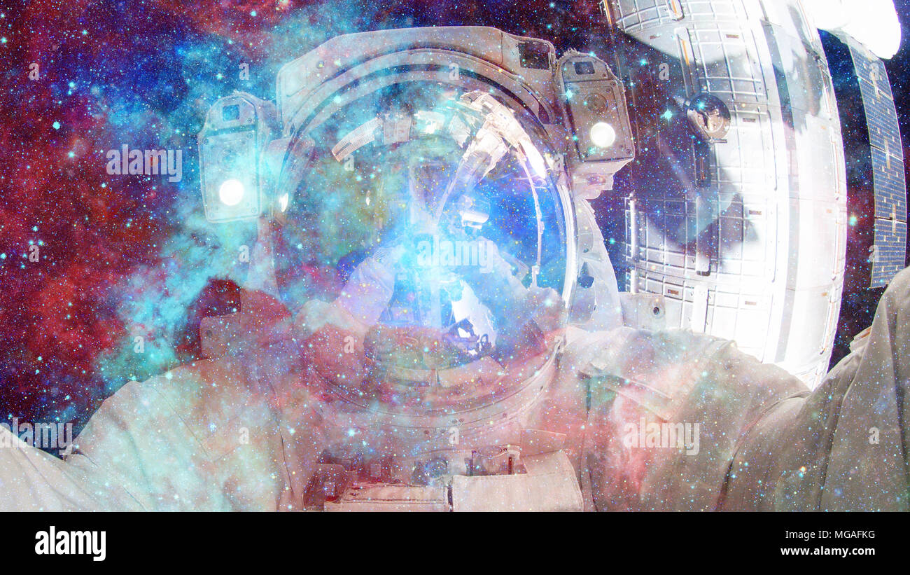 Astronaut in outer space. Science fiction art. Elements of this image ...