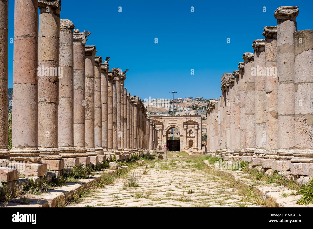 Columns of the cardo maximus, Ancient Roman city of Gerasa of Antiquity ...