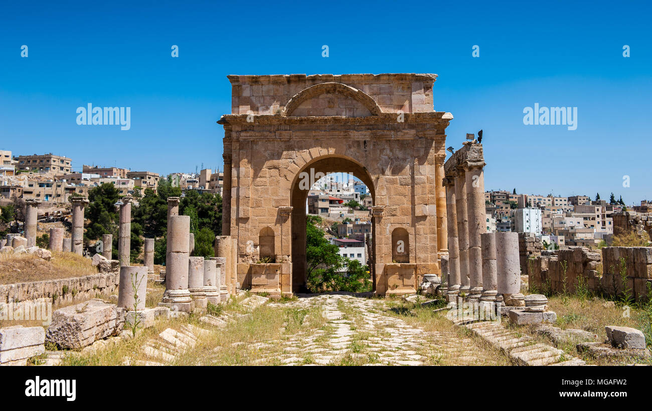 North Gate, Ancient Roman city of Gerasa of Antiquity , modern Jerash ...