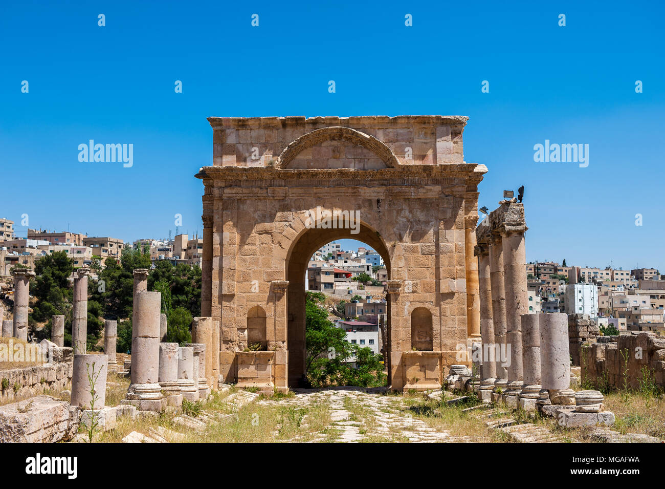 North Gate, Ancient Roman city of Gerasa of Antiquity , modern Jerash ...