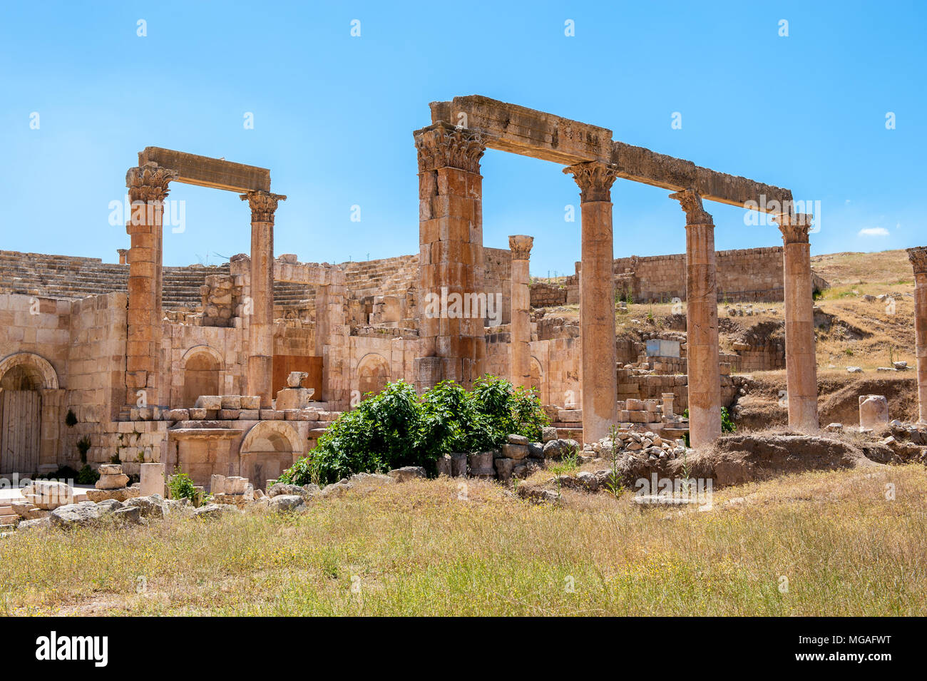 North Theater, Ancient Roman city of Gerasa of Antiquity , modern ...