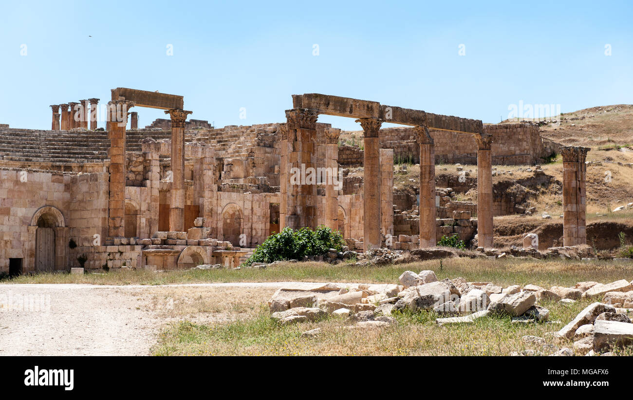 North Theater, Ancient Roman city of Gerasa of Antiquity , modern ...