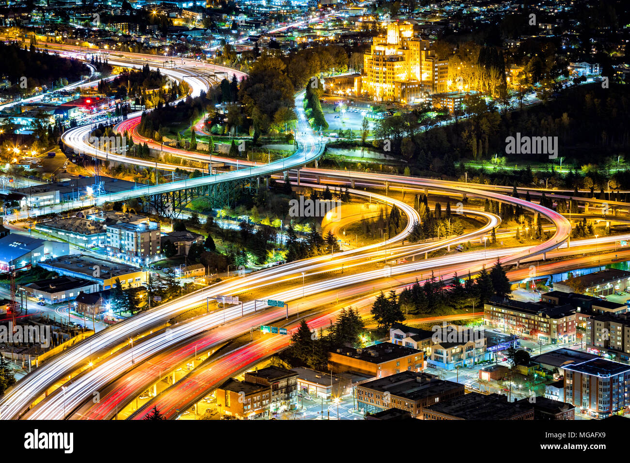 Aerial view of the I5 and I90 interchange in Seattle Stock Photo - Alamy