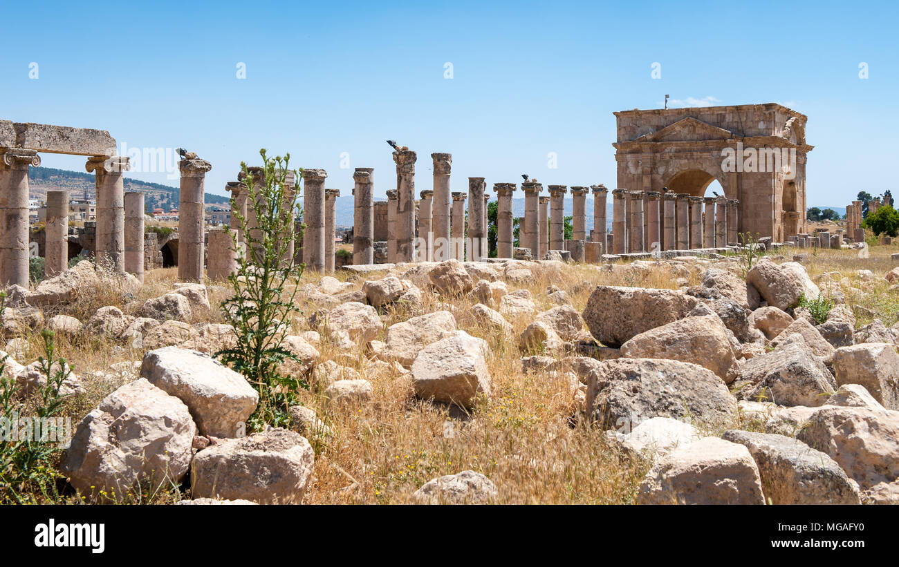 Ancient Roman city of Gerasa of Antiquity , modern Jerash, Jordan Stock ...