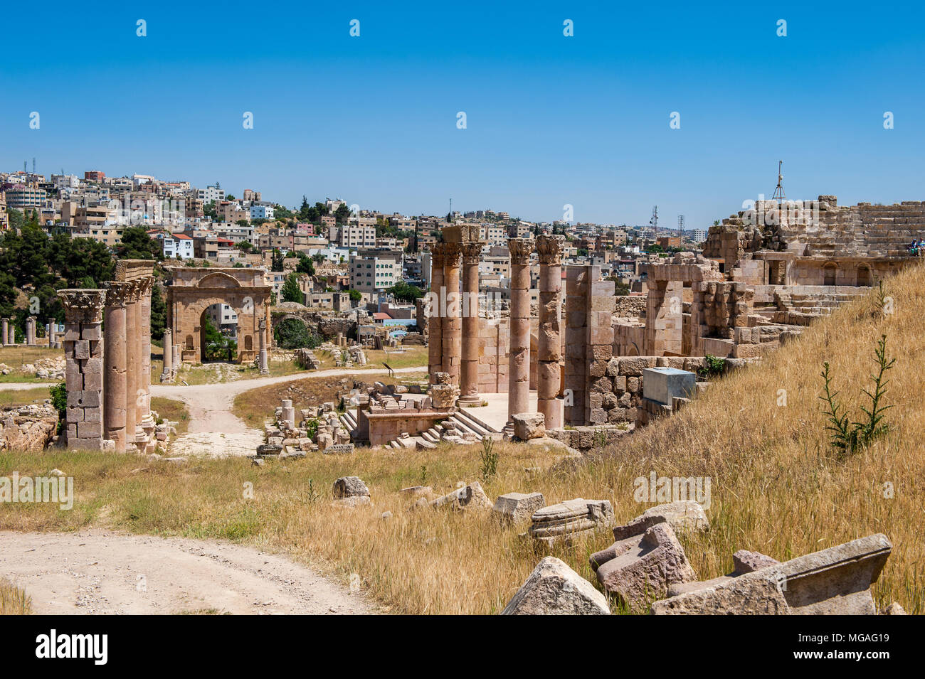 Ancient Roman city of Gerasa of Antiquity , modern Jerash, Jordan Stock ...