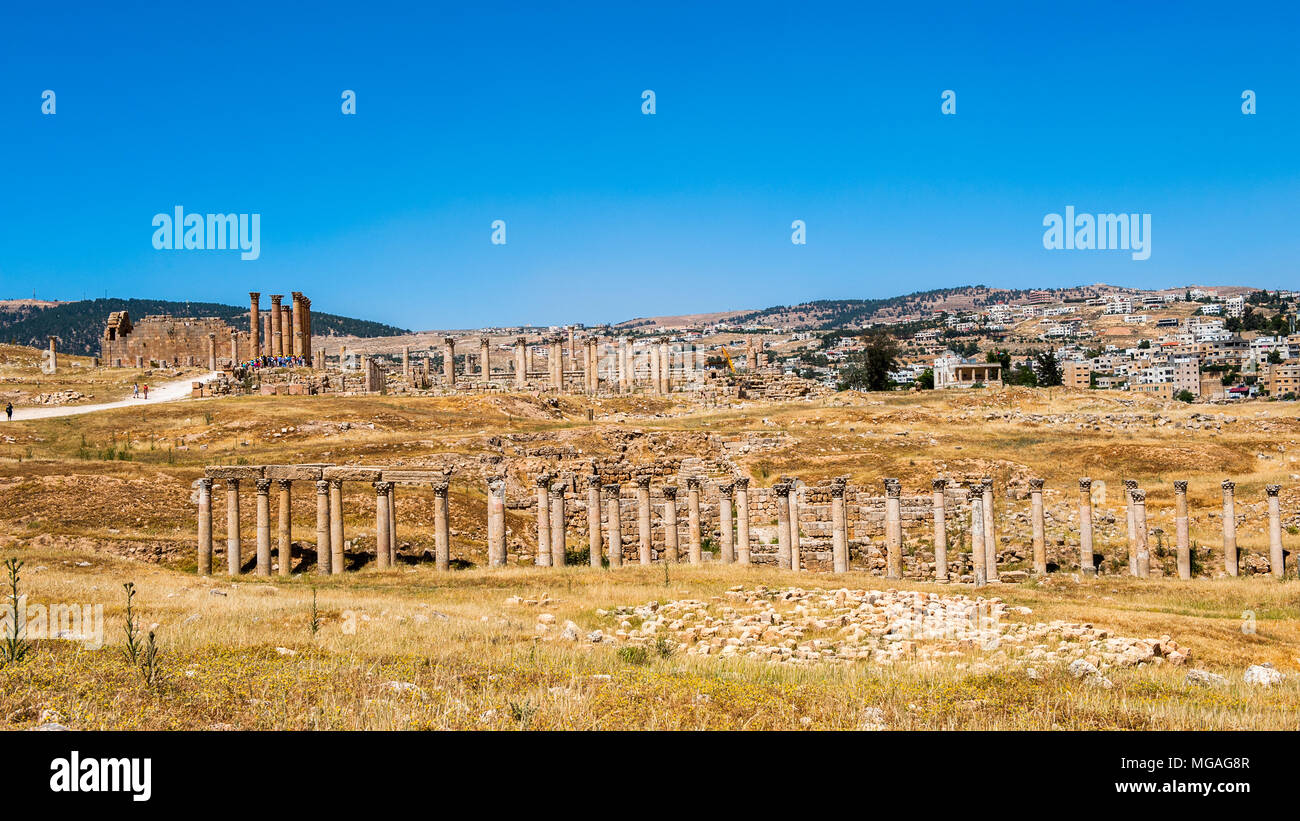 Colonnade of the Ancient Roman city of Gerasa of Antiquity , modern ...