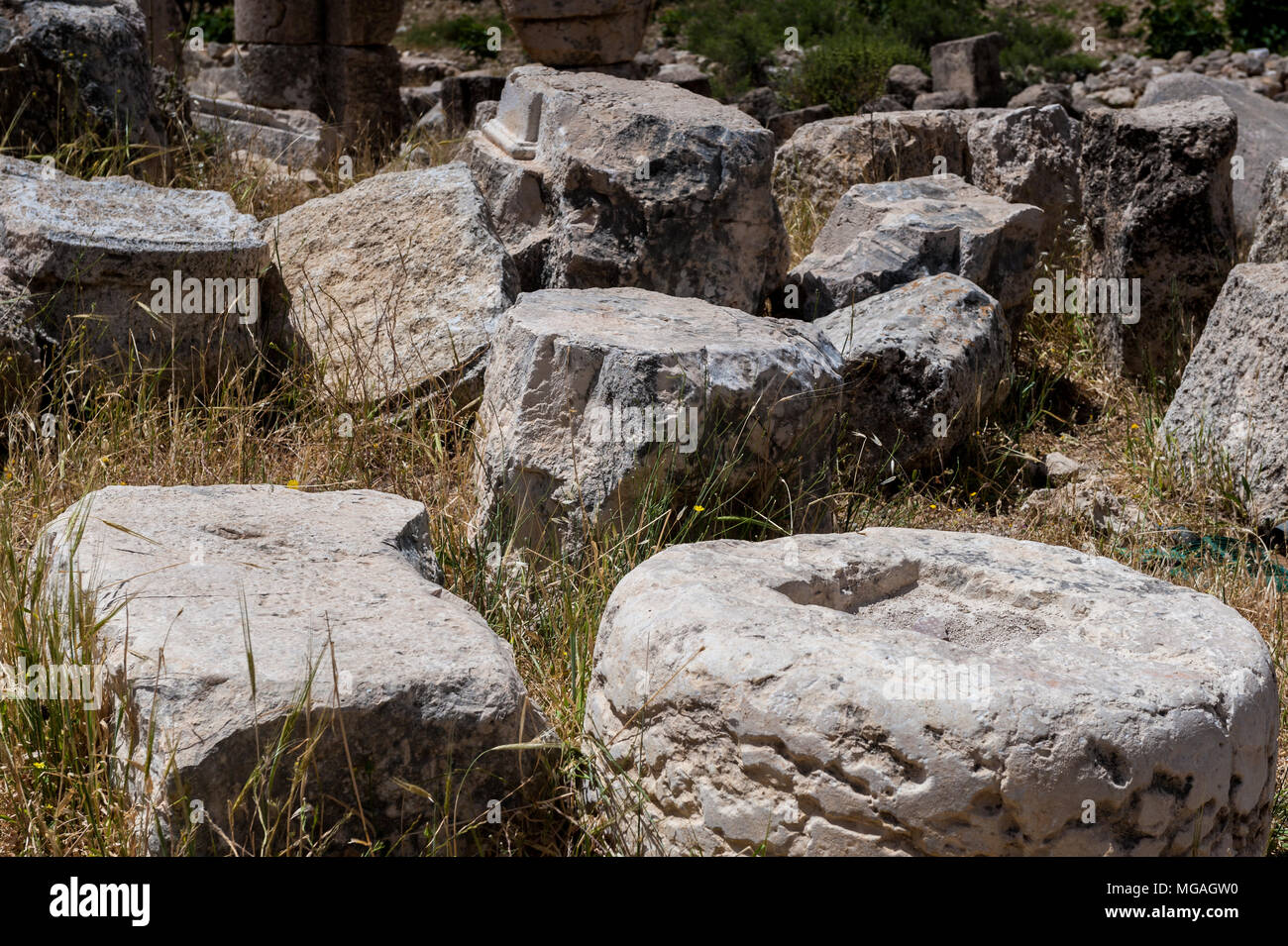 Stones of the Ruins of the Qasr al Abd, a large ruin in Iraq Al Amir ...