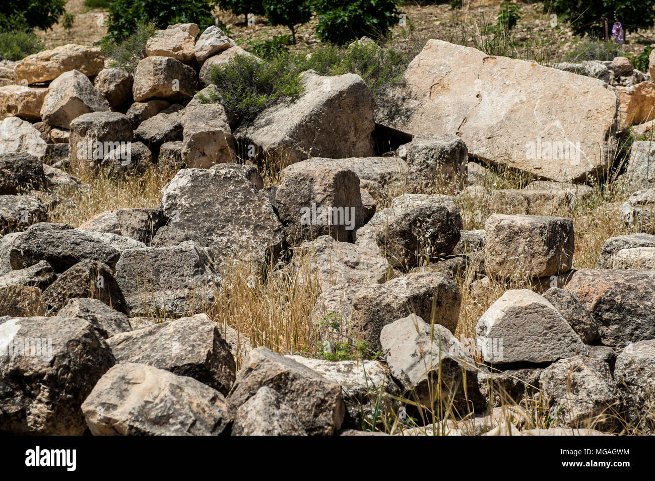 Stones of the Ruins of the Qasr al Abd, a large ruin in Iraq Al Amir ...