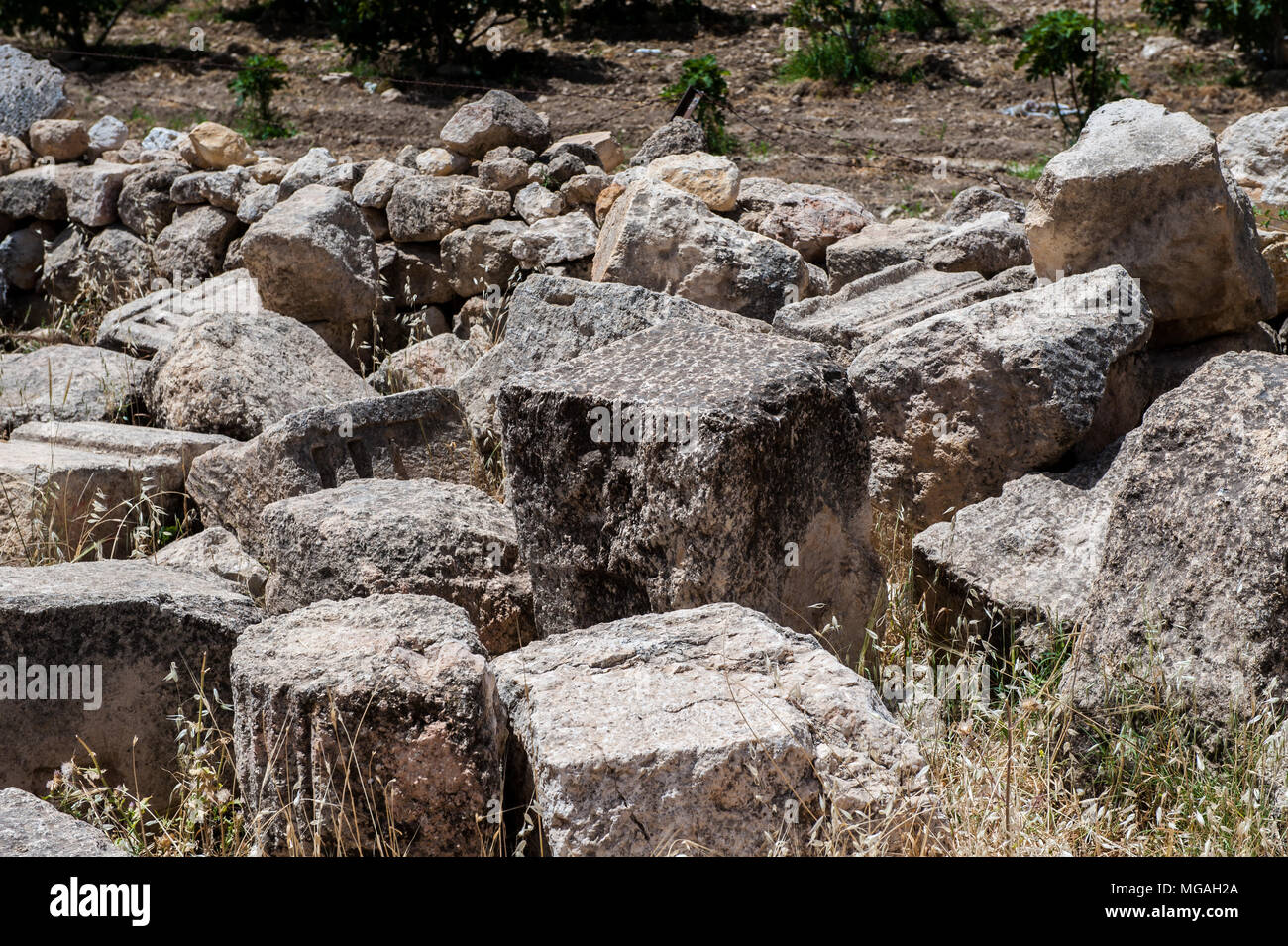 Stones of the Ruins of the Qasr al Abd, a large ruin in Iraq Al Amir ...