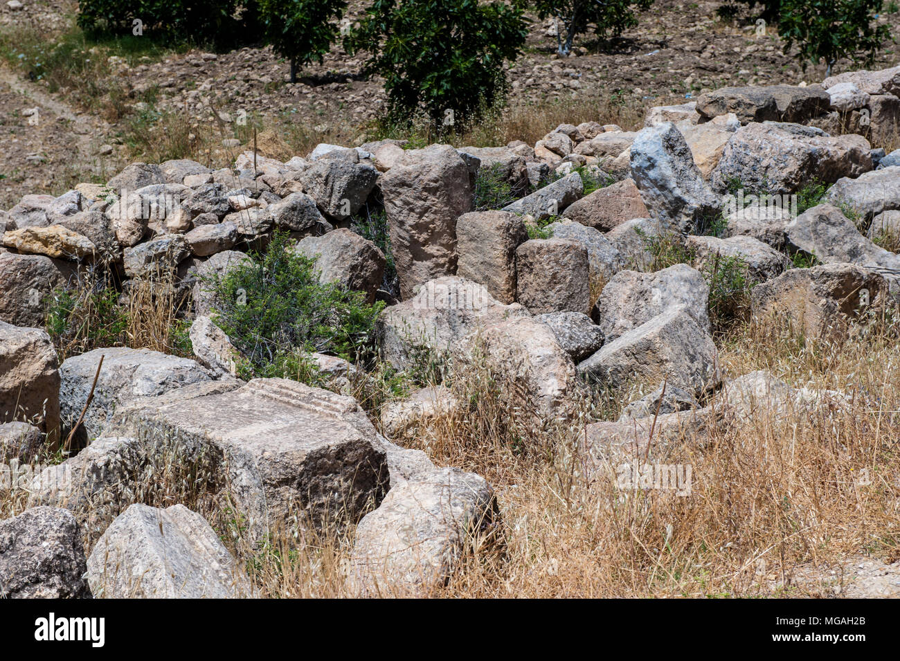 Stones of the Ruins of the Qasr al Abd, a large ruin in Iraq Al Amir ...
