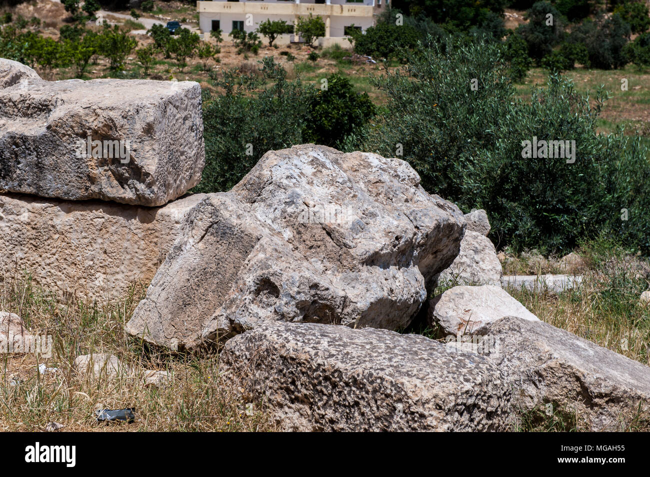 Stones of the Ruins of the Qasr al Abd, a large ruin in Iraq Al Amir ...