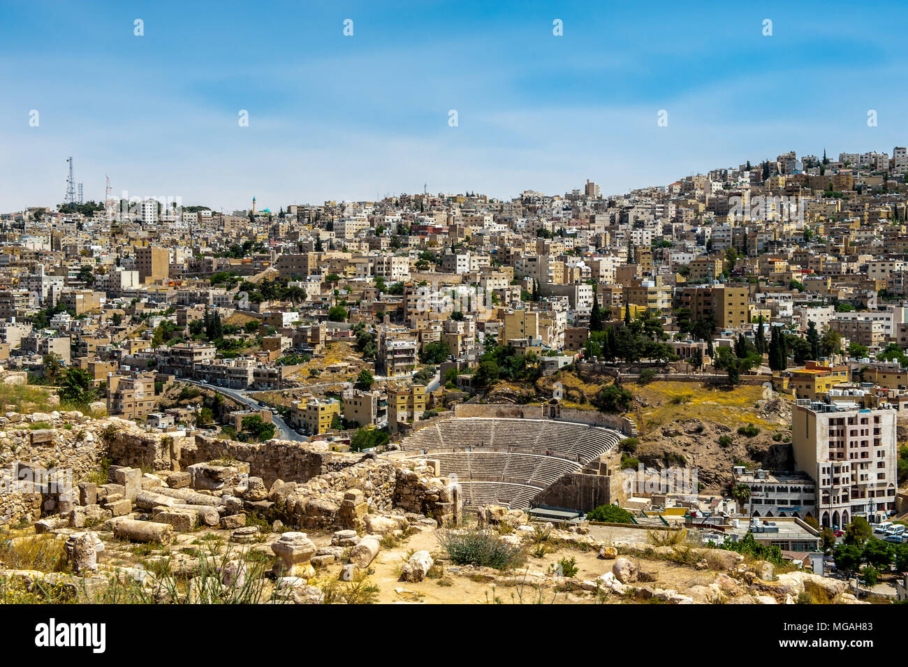 Architecture of Amman, the capital and the largest city of Jordan Stock ...
