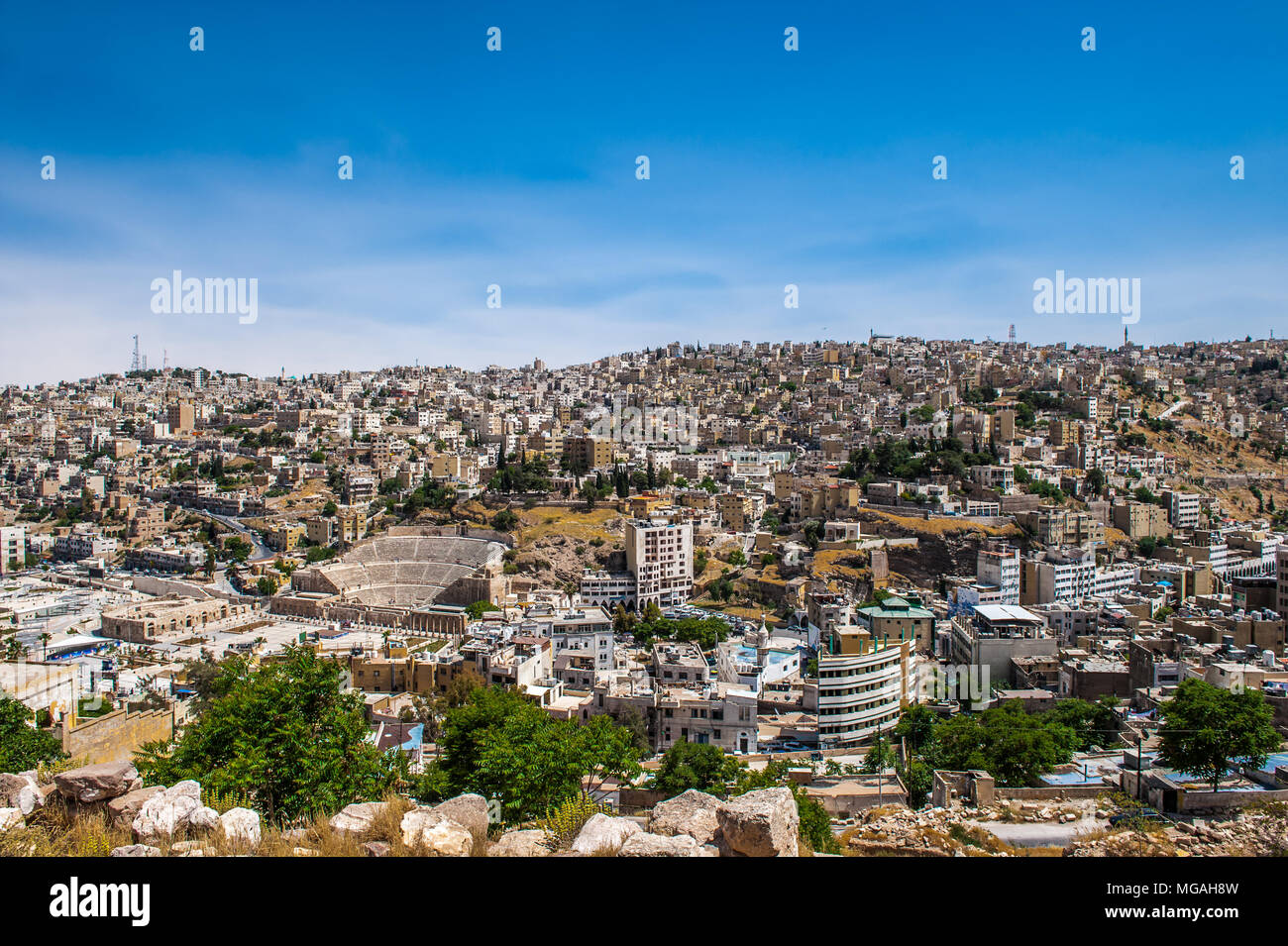 Architecture of Amman, the capital and the largest city of Jordan Stock ...