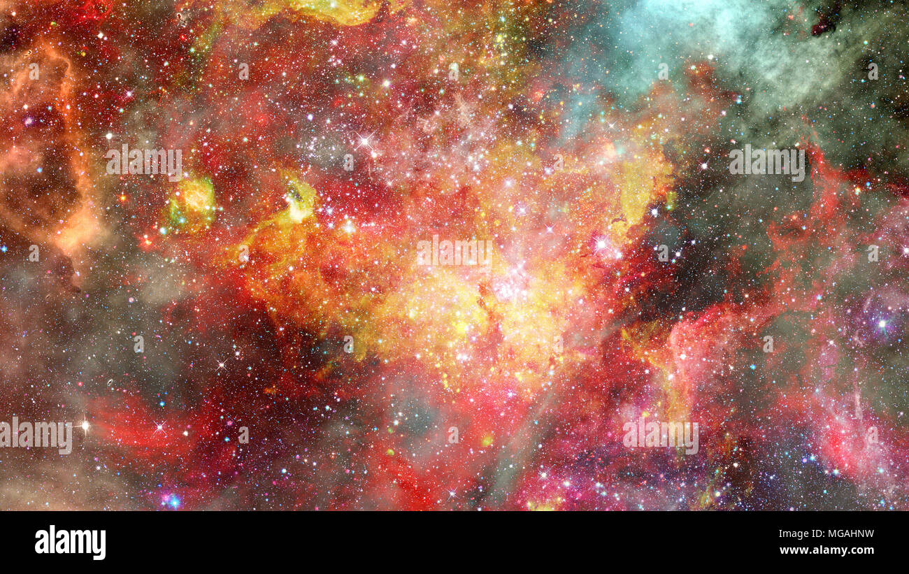 Supernova explosion with glowing nebula in the background. Elements of ...